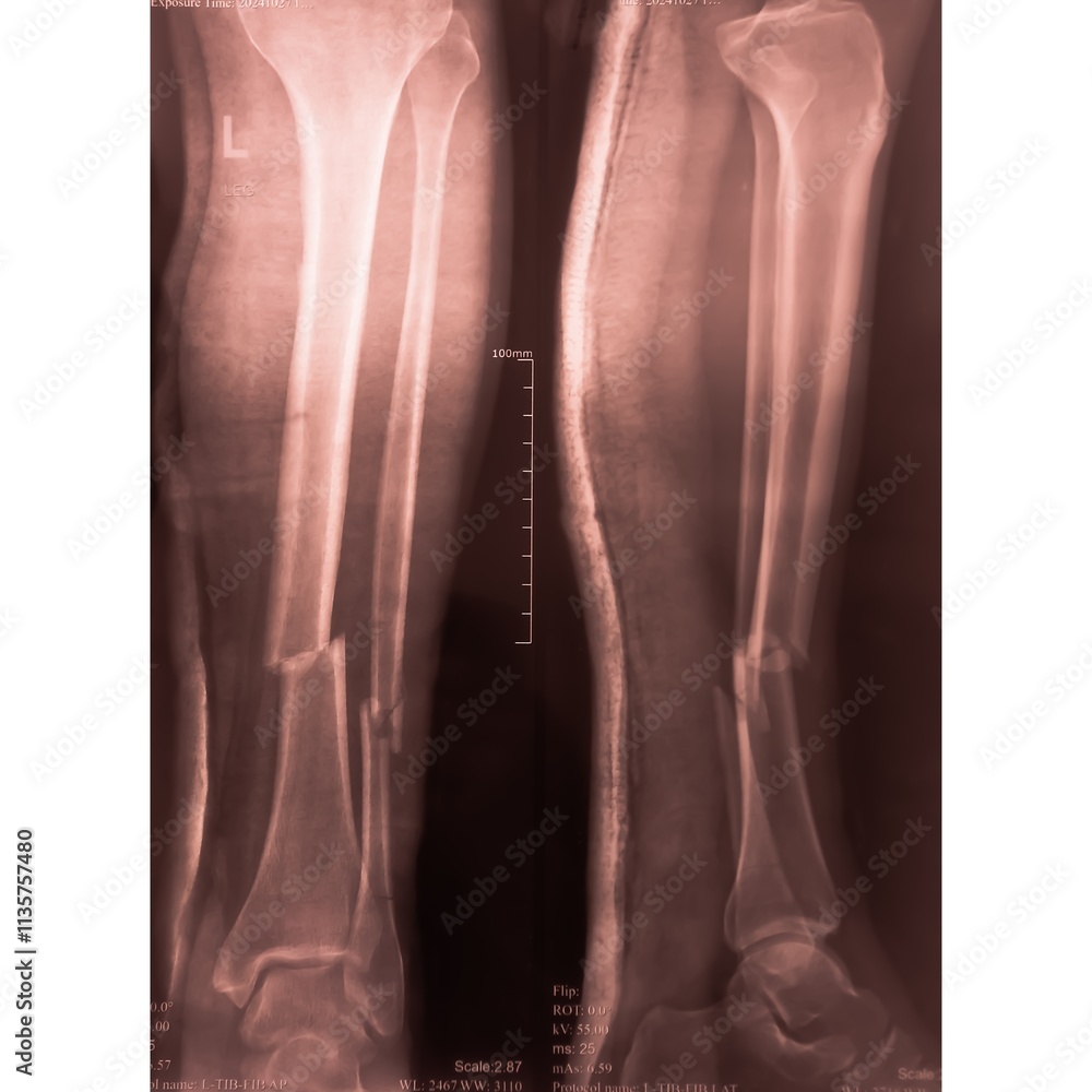 Poster X-Ray Tibia Fibula (Lower leg) with multiple Fractures – Wall ...