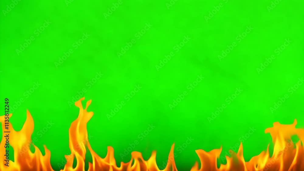 Vidéo Stock Red bright fire flames dance against isolated green screen ...