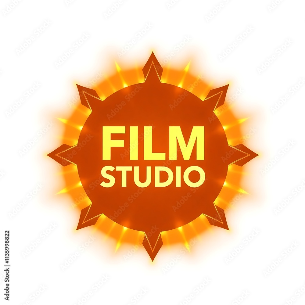 Film Studio Logo: A bold and radiant logo with a stylized sunburst ...