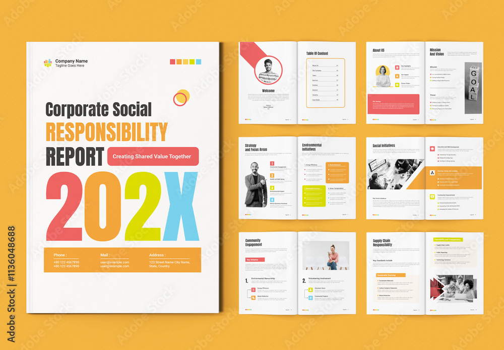 Corporate Social Responsibility Report Brochure Layout Stock Template ...
