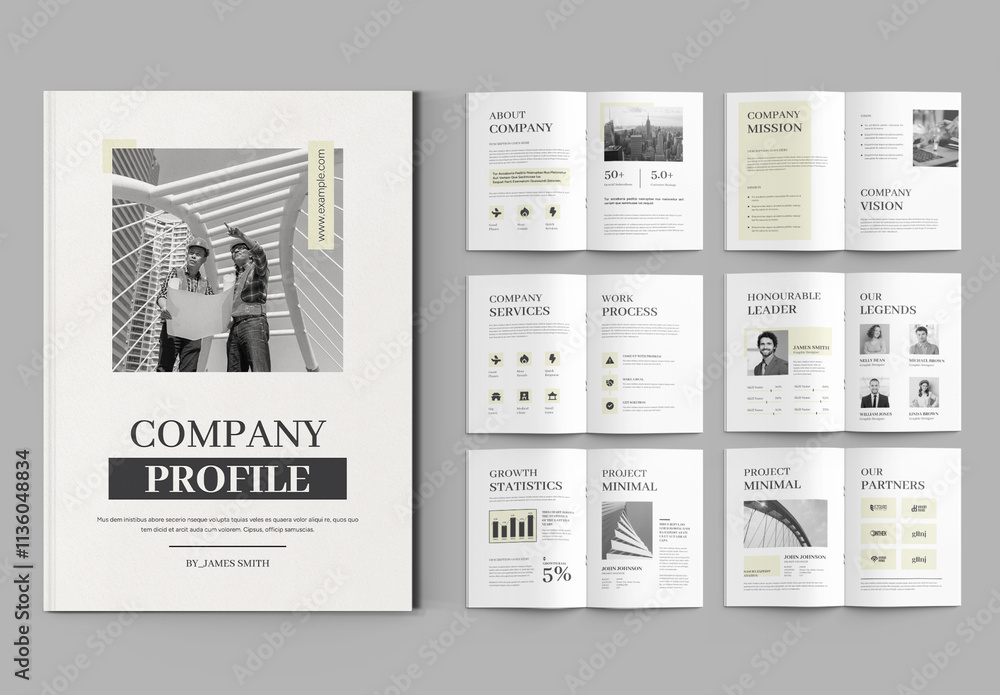 Professional And Minimal Company Profile Layout Stock Template | Adobe ...