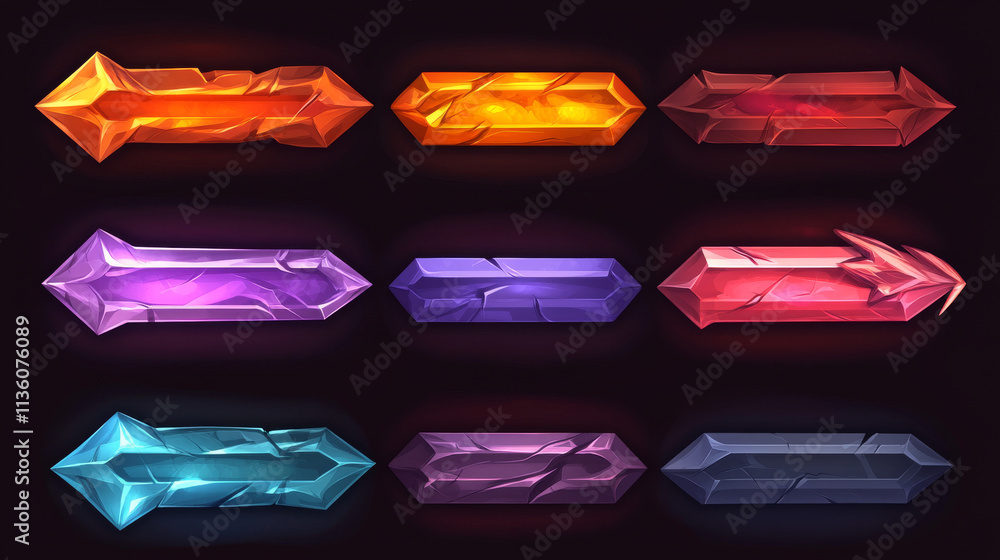 Game progress bars, cartoon vector process ui or gui interface design ...