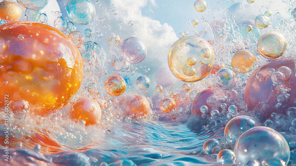 Air bubbles, effervescent water fizz set. Dynamic aqua motion, randomly ...