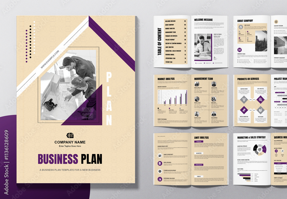 Business Plan Brochure Layout Stock Template | Adobe Stock