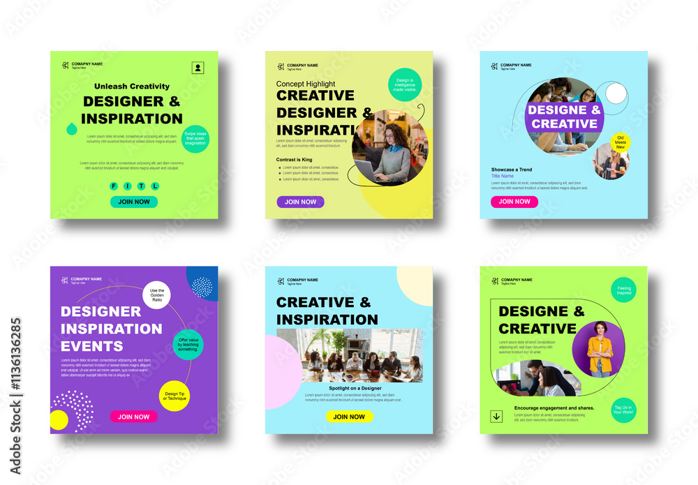 Graphic Design Iinspiration Social Media Post Stock Template | Adobe Stock