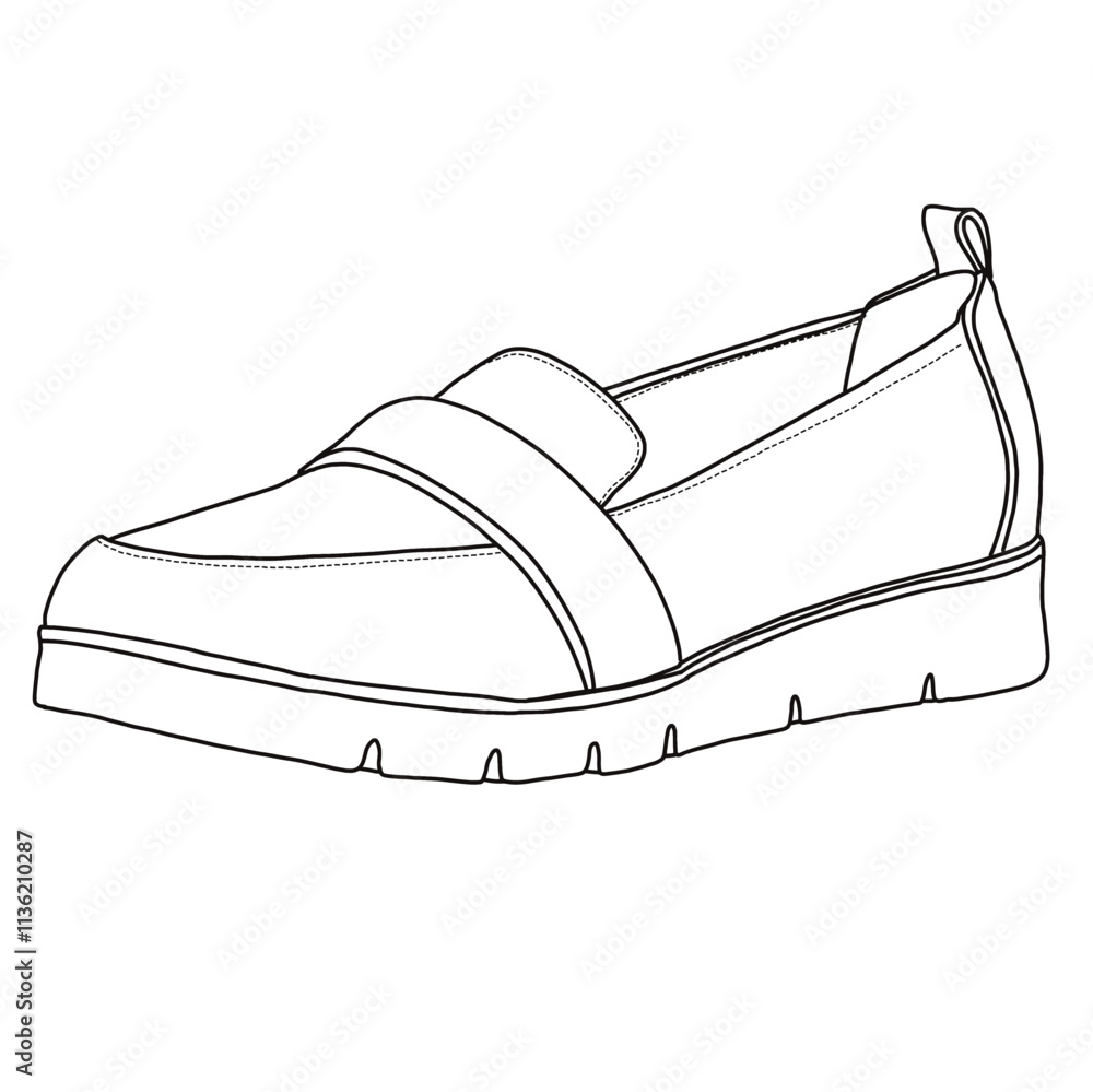 Women's Slip On Loafers with Memory Foam Dress Shoes Line art ...