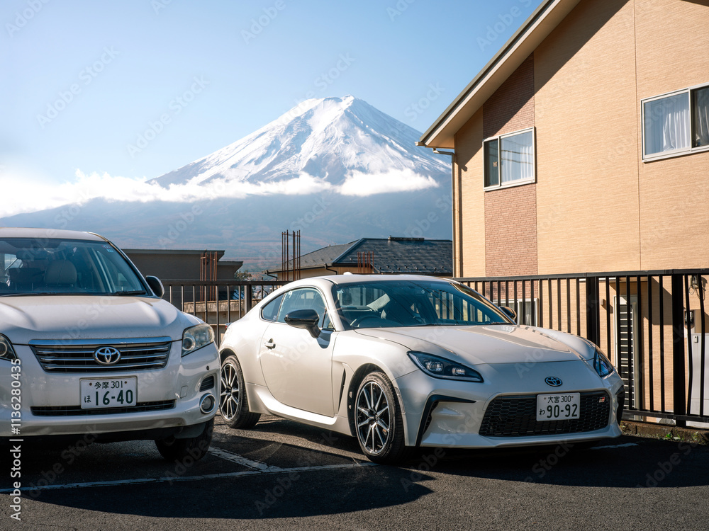 Mt Fuji, Japan - November 22 2024: A white two door Toyota GR86 Sports ...