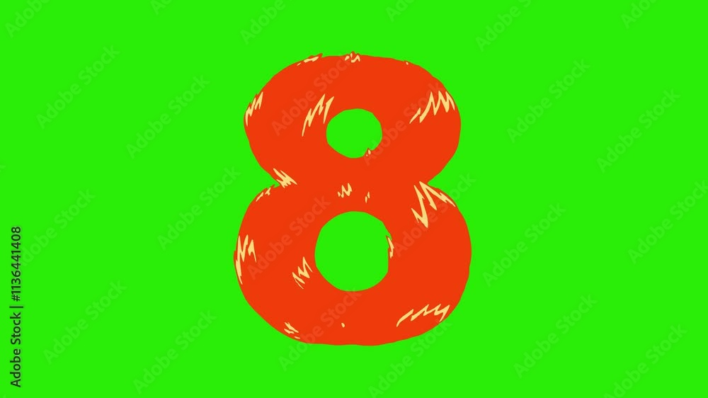 Cartoon Fire Number '8' Animation - Flaming Typeface with Dynamic ...