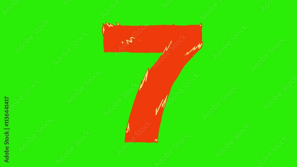 Cartoon Fire Number '7' Animation - Flaming Typeface with Dynamic ...