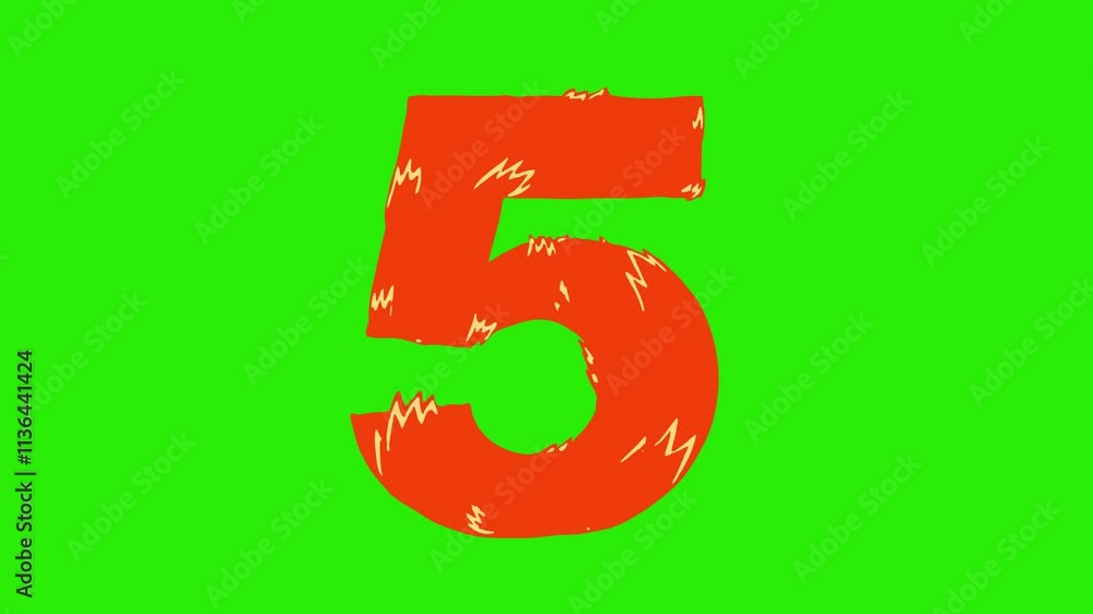 Cartoon Fire Number '5' Animation - Flaming Typeface with Dynamic ...