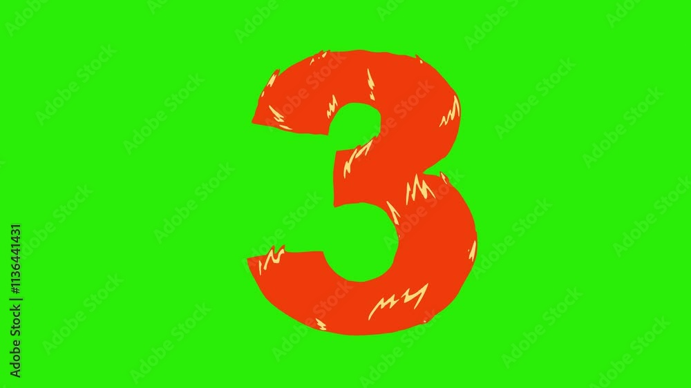 Cartoon Fire Number '3' Animation - Flaming Typeface with Dynamic ...