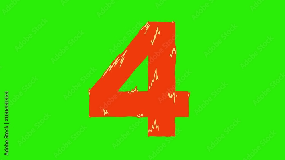 Cartoon Fire Number '4' Animation - Flaming Typeface with Dynamic ...