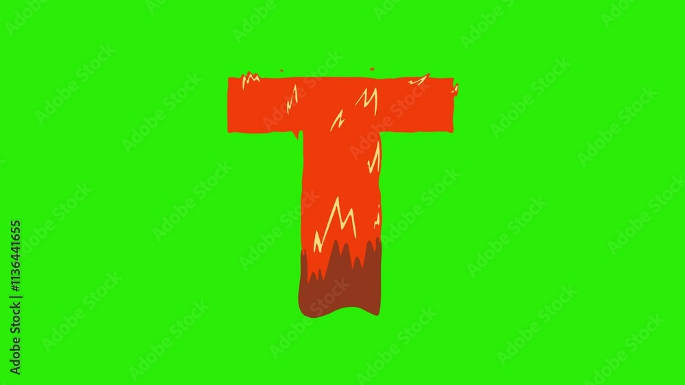 Cartoon Fire Letter 'T' Animation - Flaming Typeface with Dynamic ...