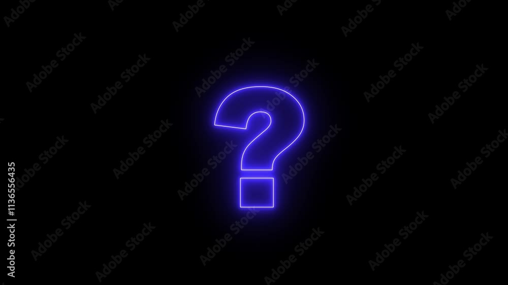 Neon Question mark icon animation , Asking symbol . Bright question ...