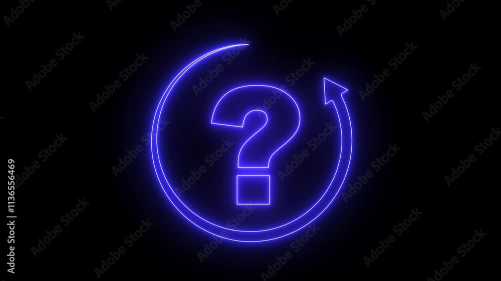 Neon Question mark icon animation , Asking symbol . Bright question ...