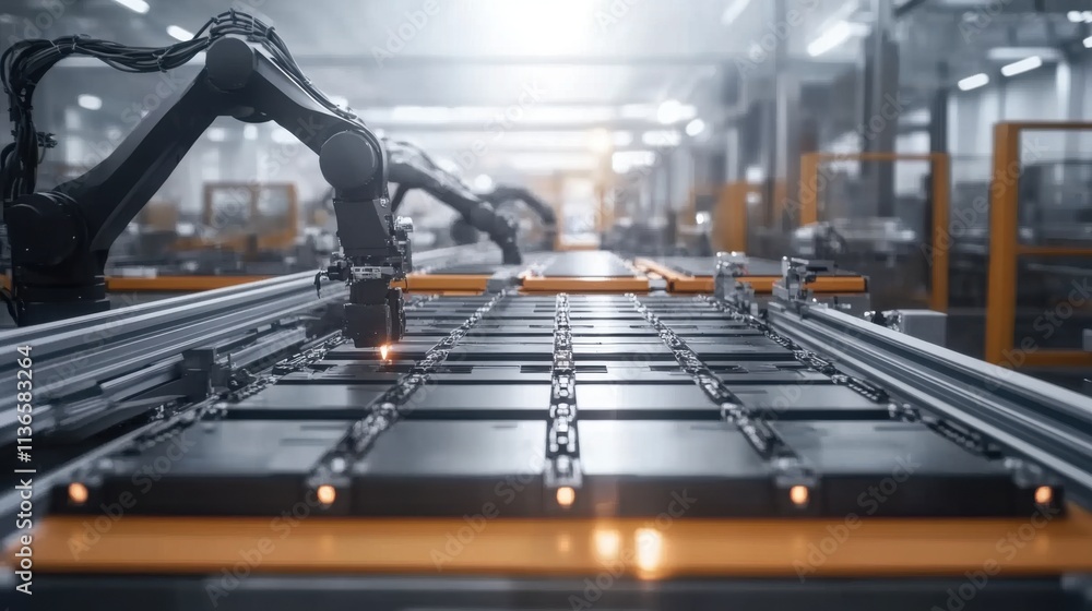 Battery manufacturing assembly line showcasing advanced technology and precision engineering ...