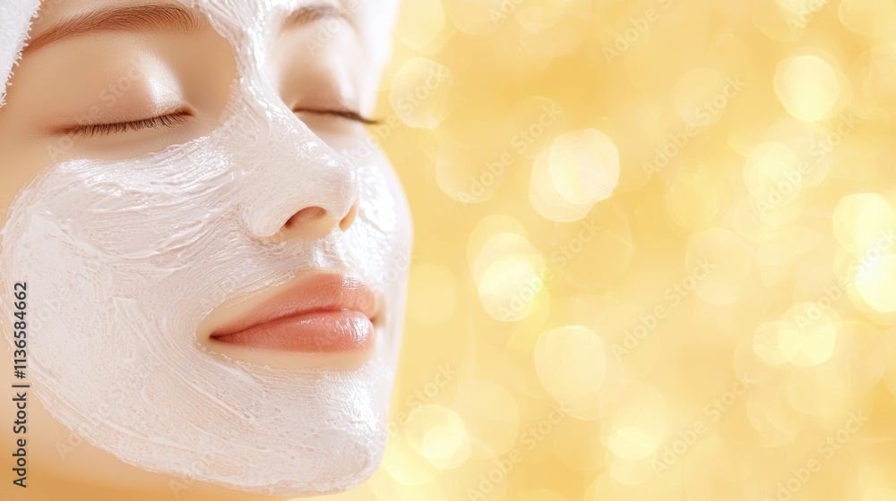 Spa Facial Treatment Close up of a beautician applying a facial mask to ...