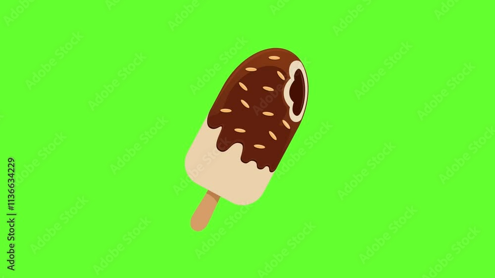 Animated video of delicious chocolate ice cream on green screen ...