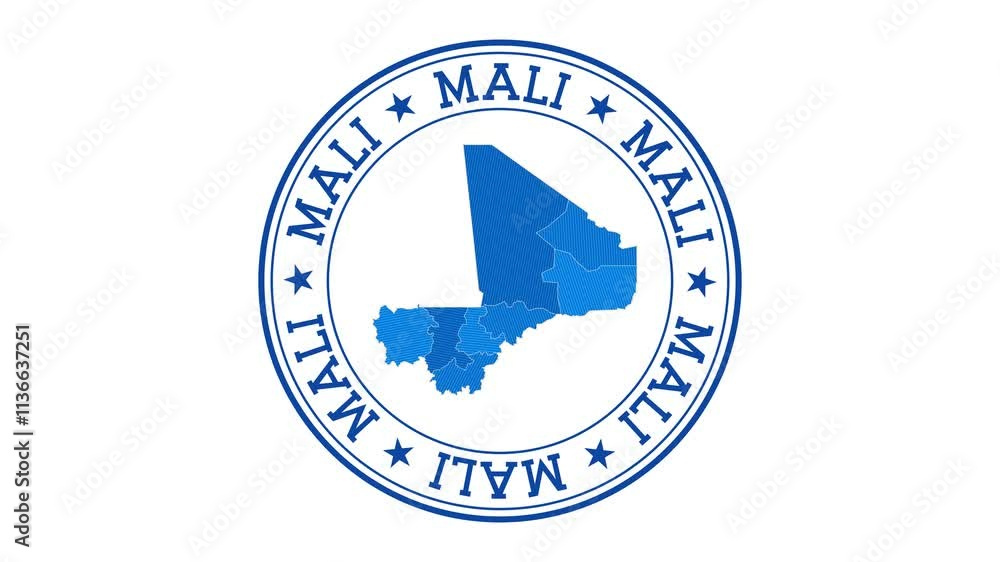 Mali intro. Badge with the circular name and map of country. Mali round ...