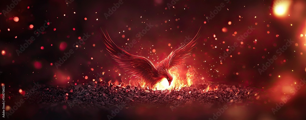 Iconography phoenix emerging ashes surround Rising Phoenix Silhouette ...