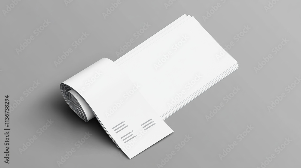 Realistic set of receipt paper templates isolated on grey background ...