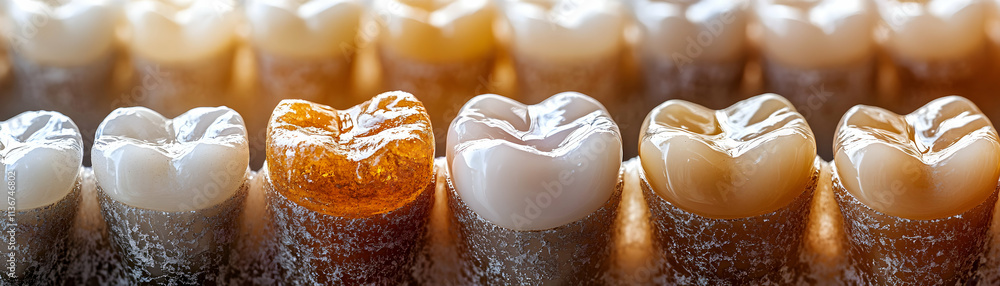 Close-up of Teeth, A Detailed View of Enamel and Dentin Structure ...