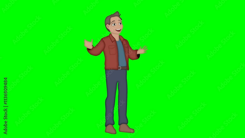 2d animated cartoon character of A young and happy man with wheat hair ...