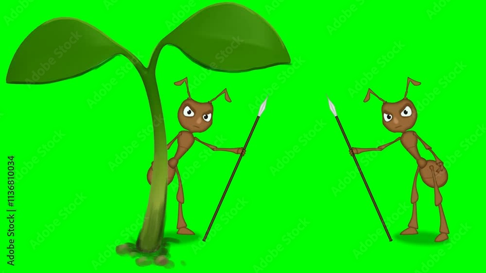 2d animated cartoon character of Two angry brown ants, which are ...