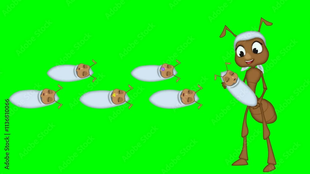 2d animated cartoon character of A brown ant female nurse in an ant ...