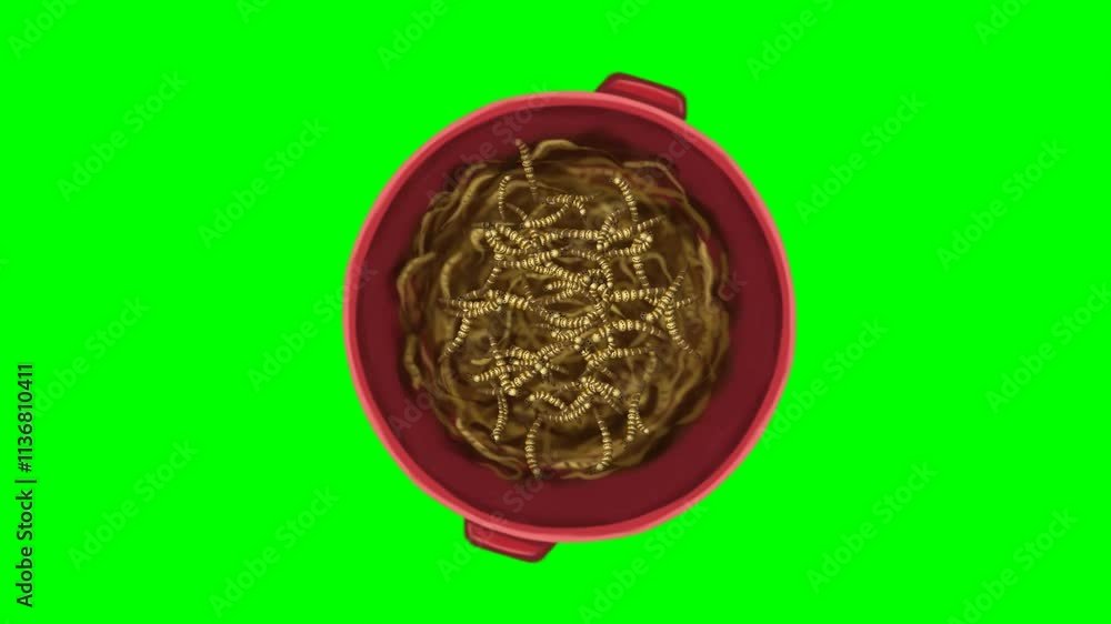 2d animated cartoon character of A small red container containing ...