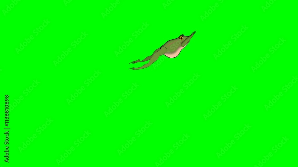 2d animated cartoon character of Cute green frogs running and jumping ...
