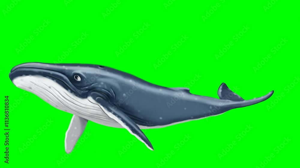 2d animated cartoon character of A large whale swimming underwater ...