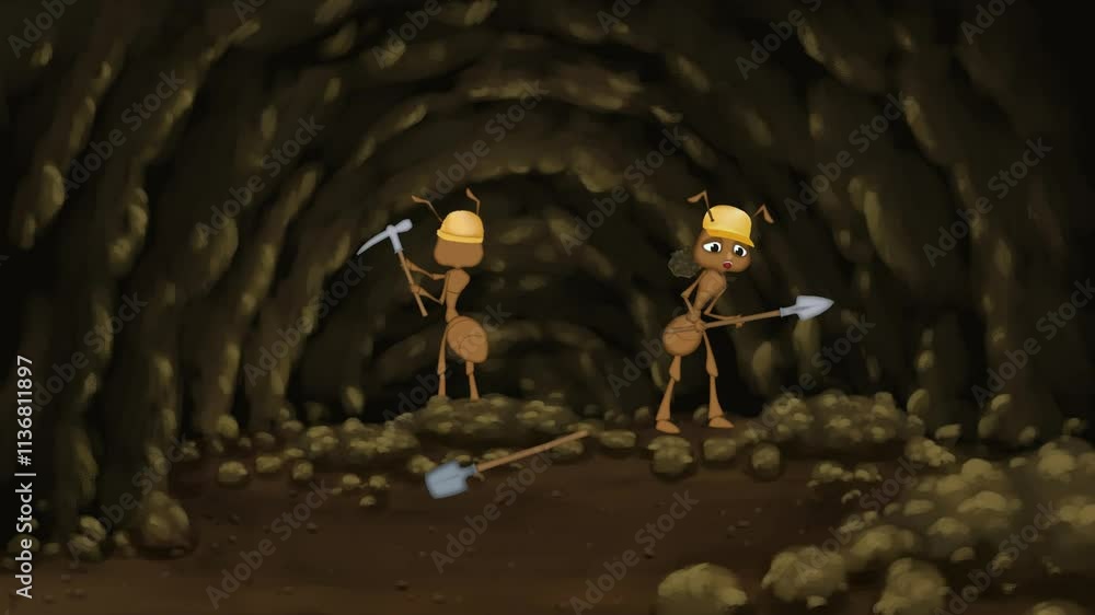 2d animated cartoon background of Skeletons animated in a mysterious ...