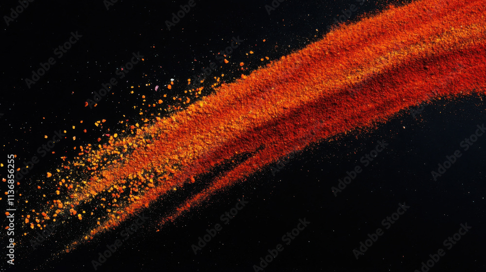 Dynamic Explosion of Bright Orange and Red Powder Spreading Outward ...