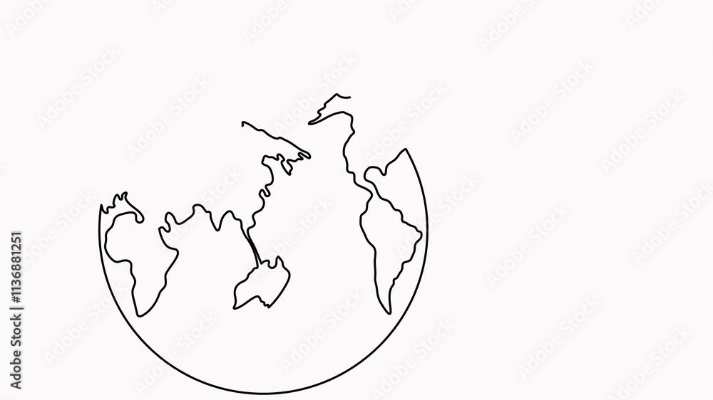 World map with flying paper airplane one line art animated video ...