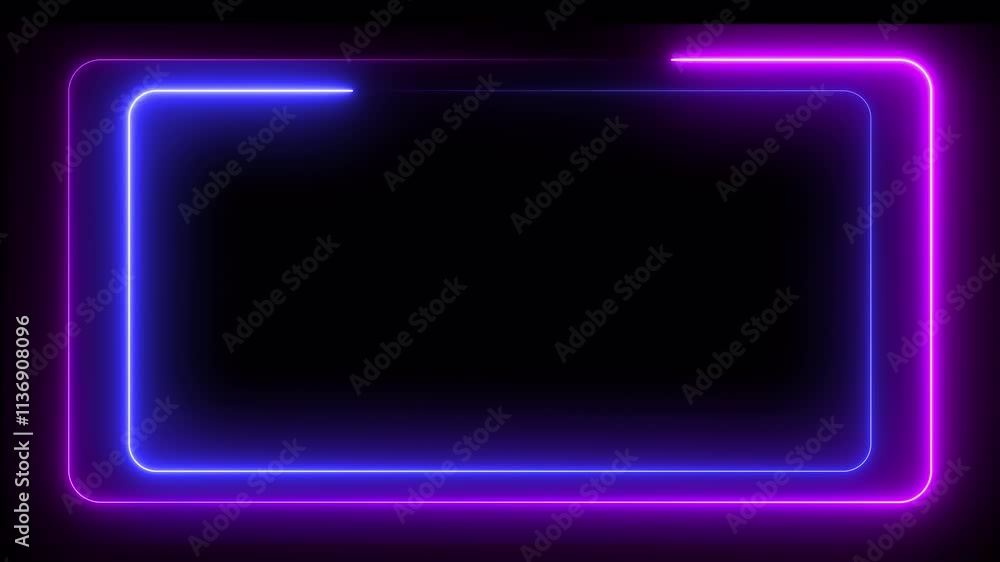 Animated glowing frames with neon blue and purple light, one inside the ...