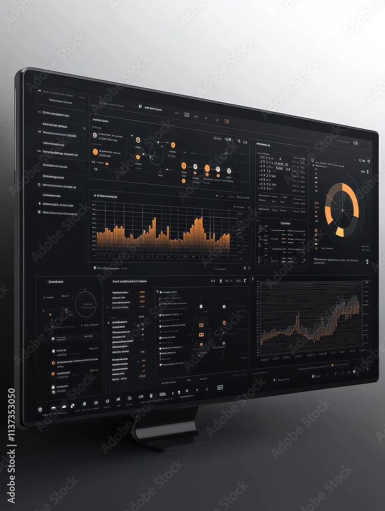 Interface screen with data infographic digital illustration. Dashboard ...
