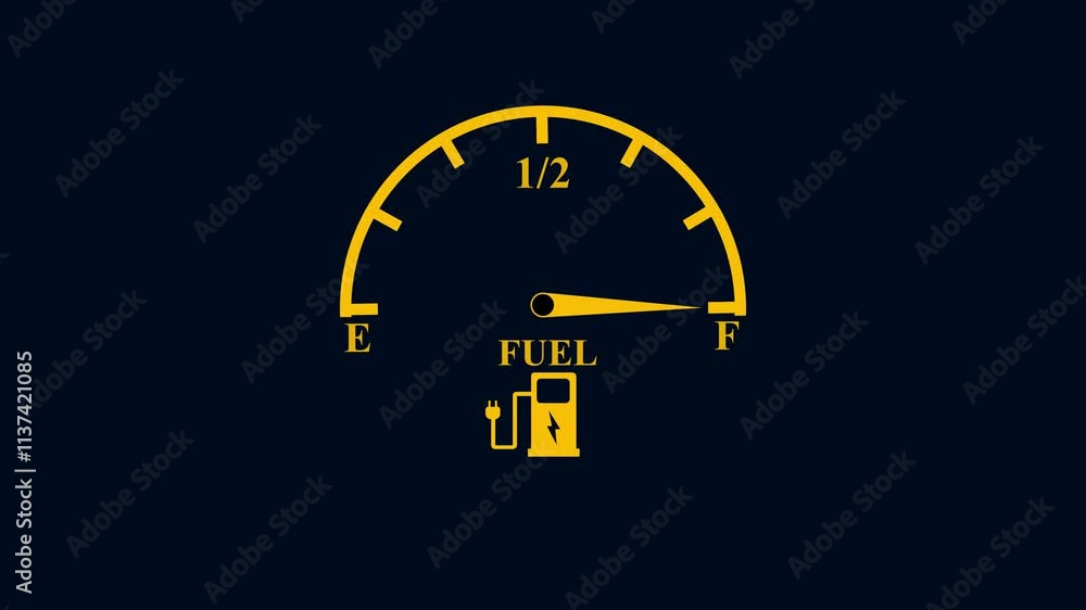 Fuel Meter Dashboard, fuel level indicator with arrow flashing low fuel ...