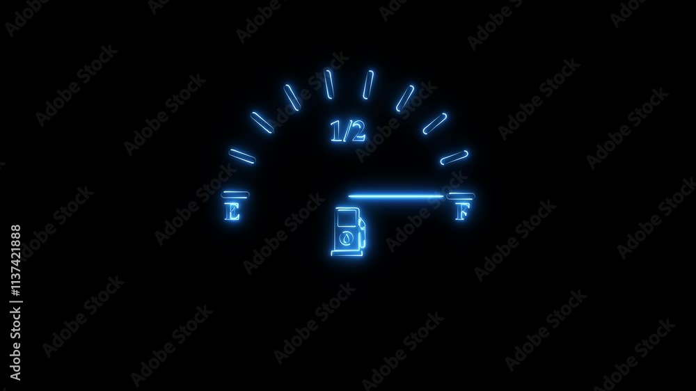 Neon fuel indicator icon, fuel meter dashboard, Fuel tank gauge ...