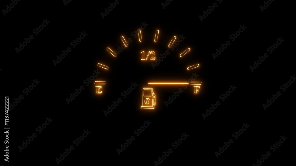Neon fuel indicator icon, fuel meter dashboard, Fuel tank gauge ...