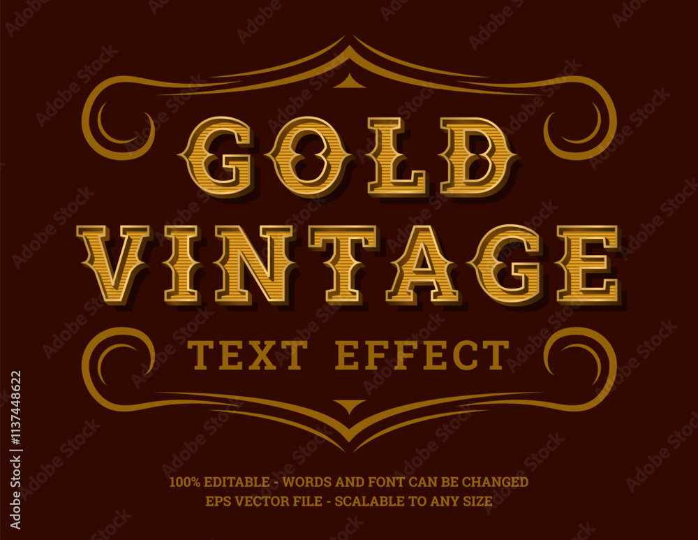 Gold vintage Editable 3d text effect. Retro text effect in wild west ...