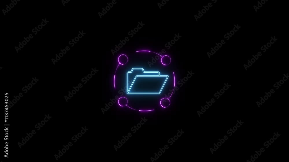 Glowing neon file folder sign. neon files and folders icon. Glowing neon Folder icon. file ...