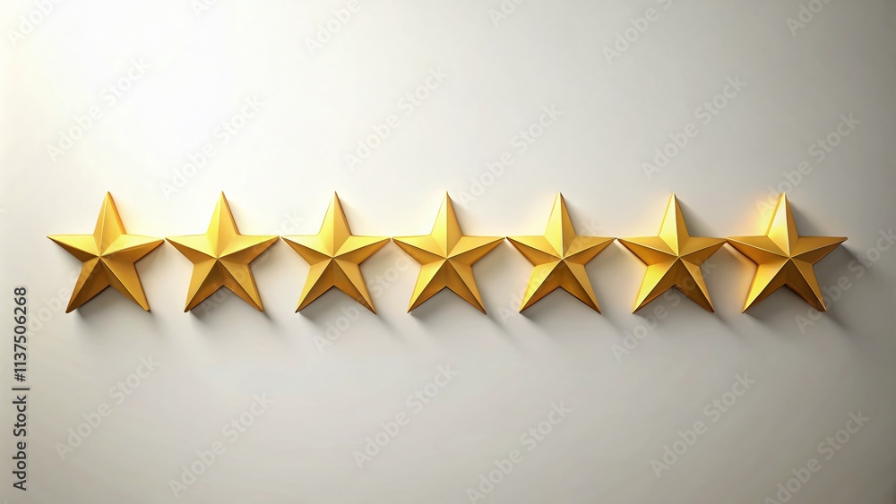 Gold Star Rating, Flat Illustration, Stock Image, 5 Star Review ...