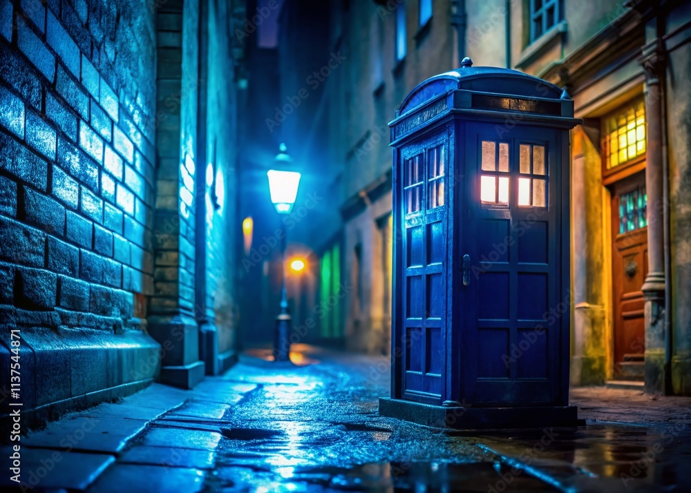 Low Light Tardis Time Machine Sci-Fi Photography, Dark Blue Box ...