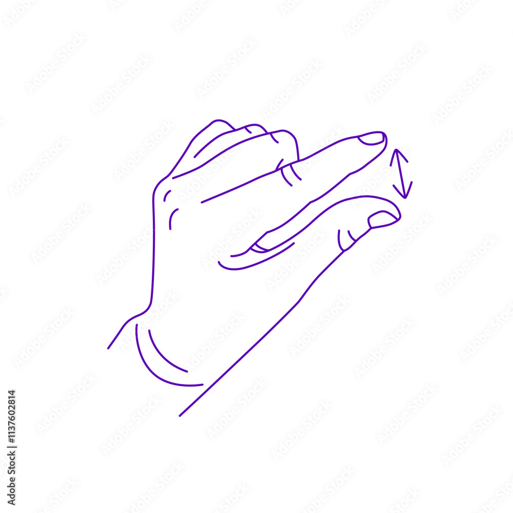 Measurement measured by hand. Short segment. Contour vector gesture ...