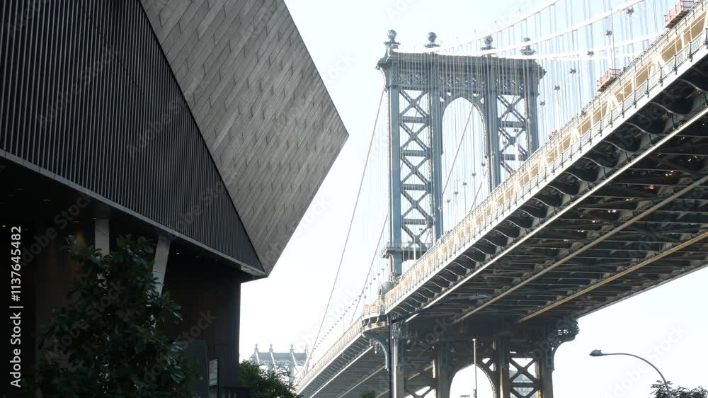 Manhattan Bridge to Brooklyn Dumbo. New York City symbol, USA travel ...