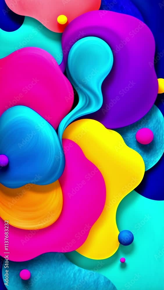 Colorful Abstract Shapes Vertical Seamless Looping 4K Video. Dynamic ...