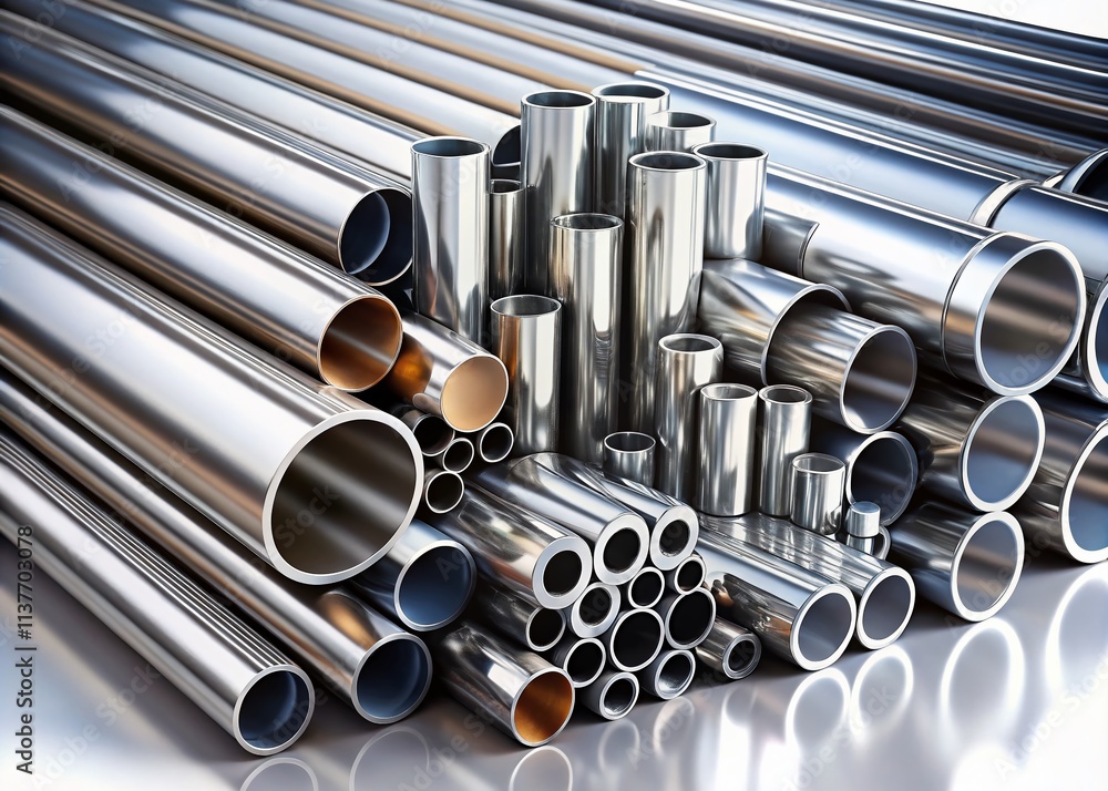 Metal Pipe and Steel Tubes on White Background - High-Quality ...