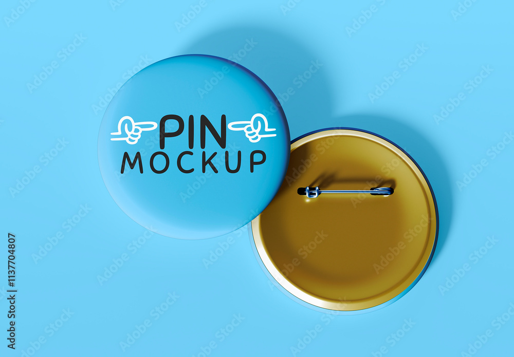 Round Pin Mockup With Front And Back View Stock Template | Adobe Stock