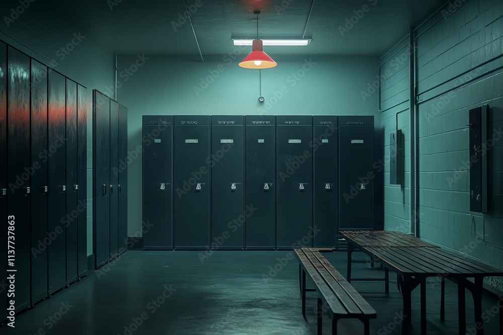 Hyper-Realistic Photography of Minimalistic Gym Locker Room with Black ...